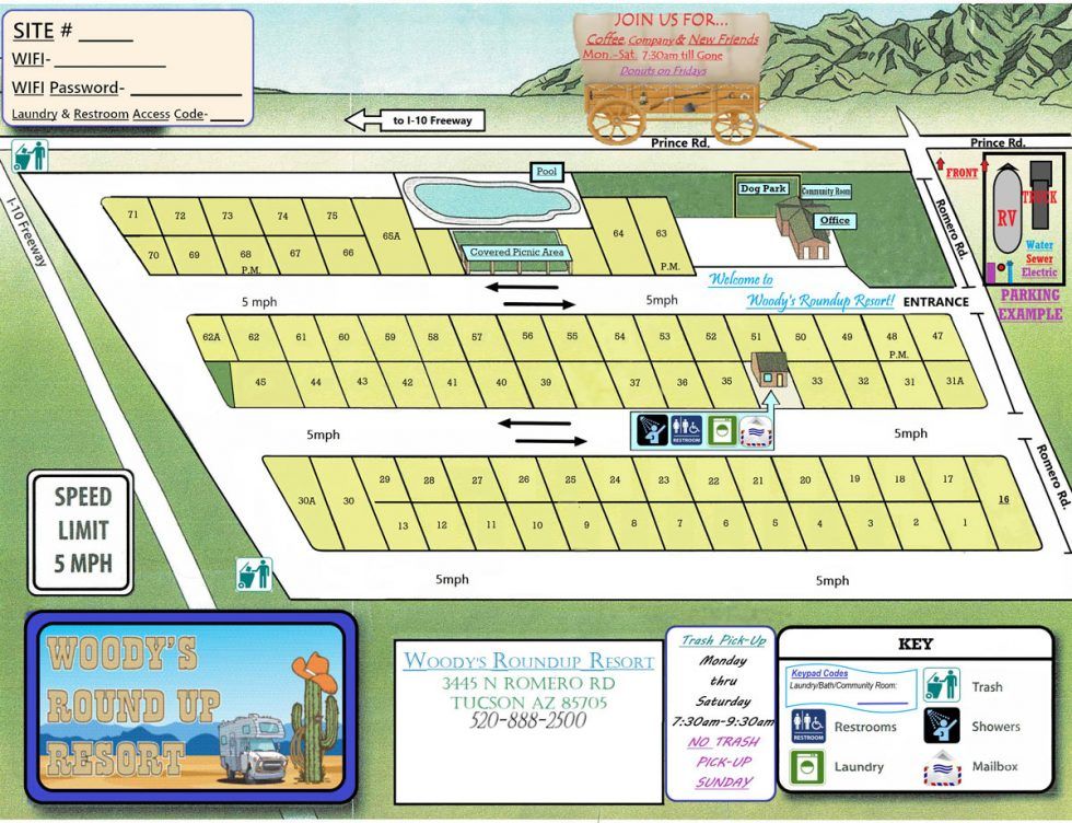 Choose a Site From Our Tucson, AZ RV Resort Map | Woody's Round Up